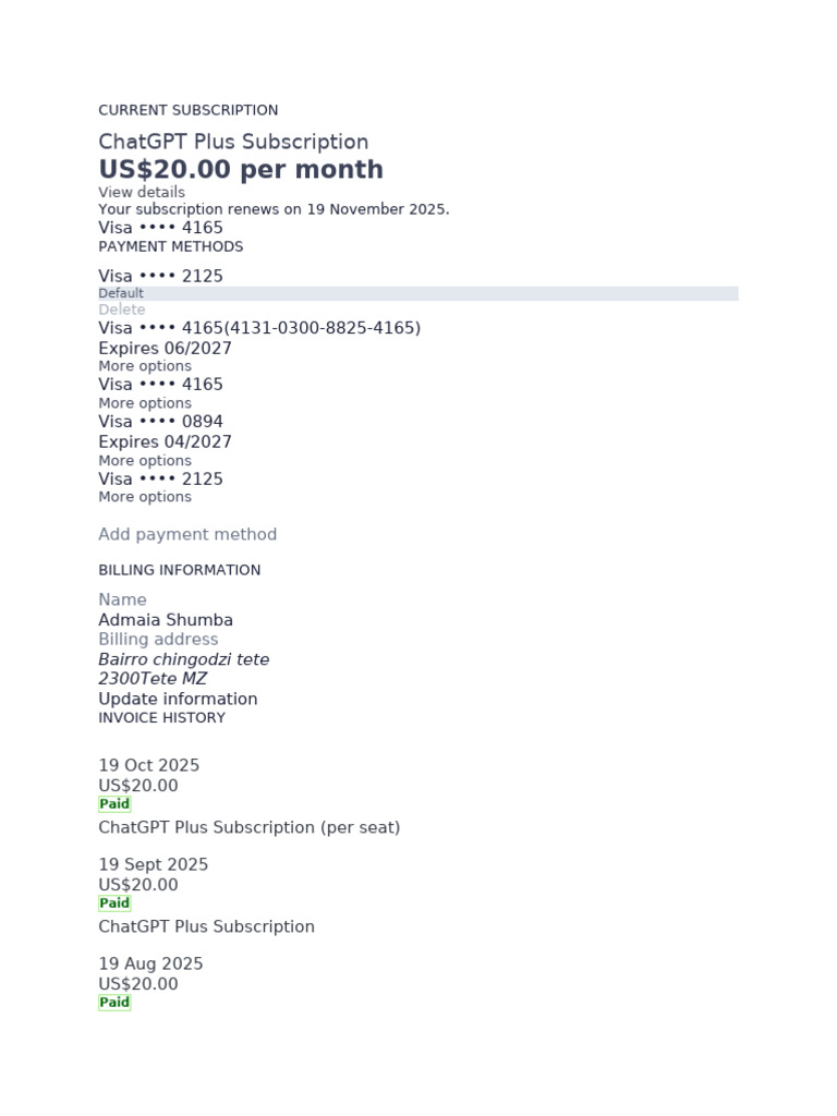 CHAGPT5 PAYMENT Current Subscription.docx-2025!10!18 | PDF