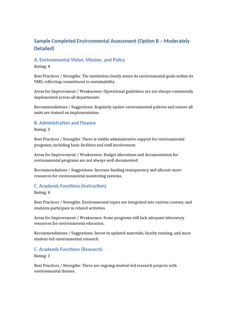 Sample Environmental Assessment OptionB | PDF | Waste | Conservation ...