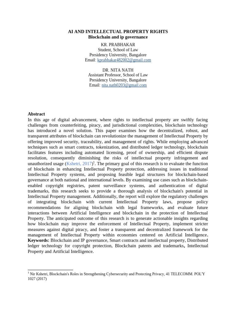 Blockchain's Role in IP Governance | PDF | Intellectual Property ...