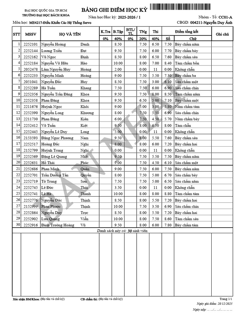 Bang diem nhap - 1.20251.ME4217.CC01.A | PDF