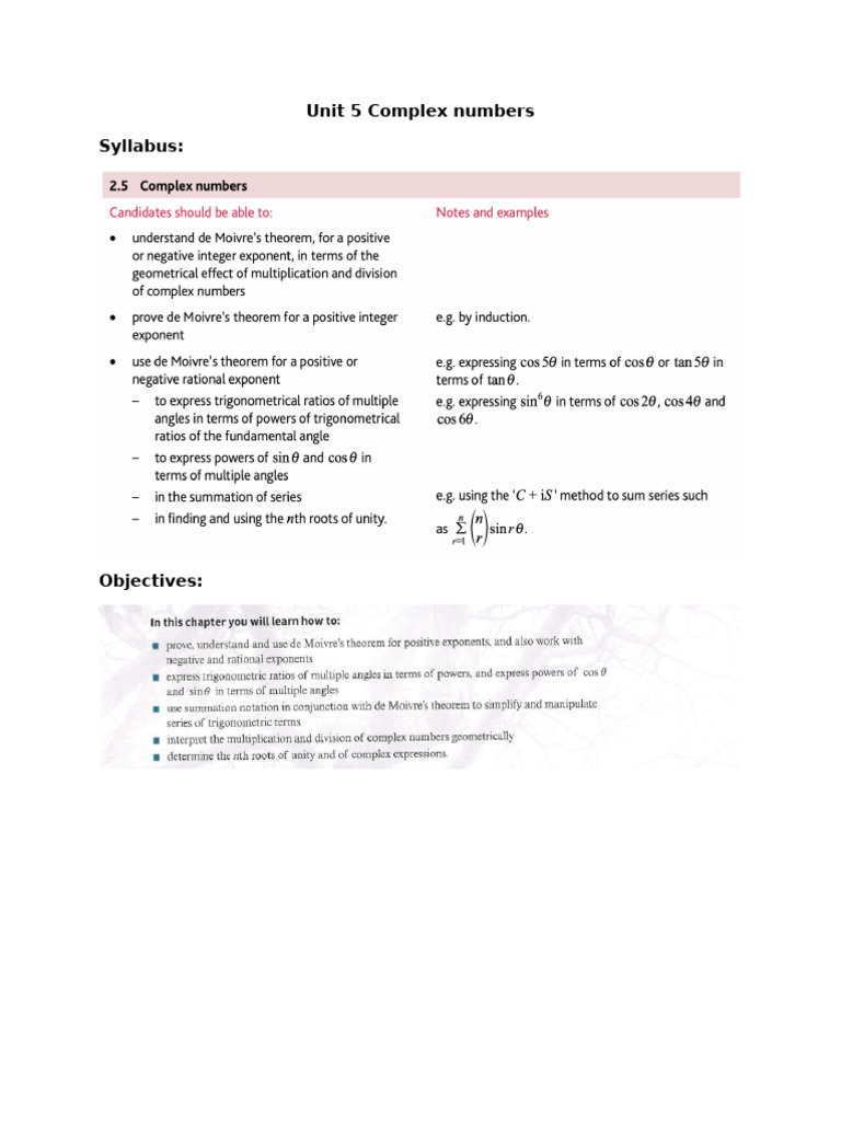 Ch.5 Complex Numbers | PDF