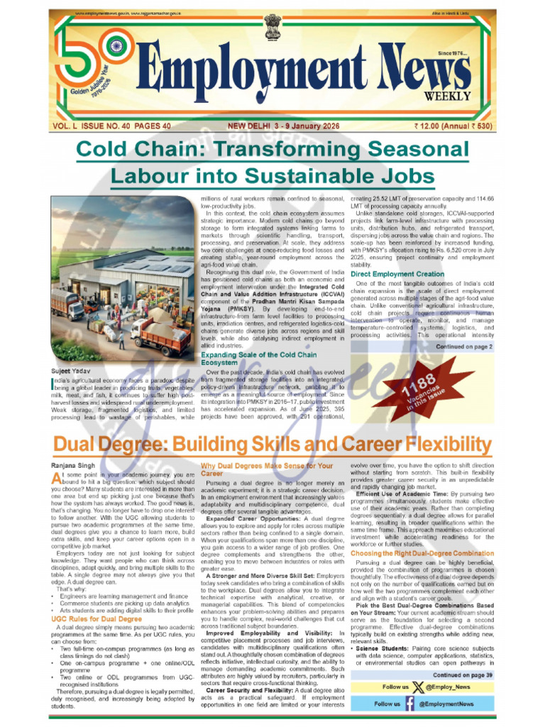 Employment News 03 Jan - 09 Jan 2026 | PDF