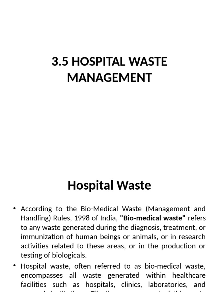 Env 3.5 Hospital Waste Management (1) | PDF | Waste | Waste Management