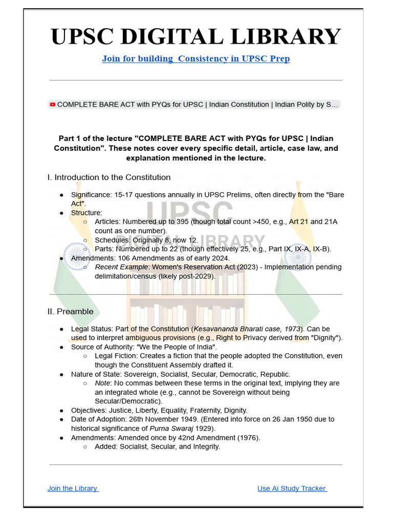Polity Bare Act Complete Note Sharmad Sir Lectur 260120 120134 | PDF ...
