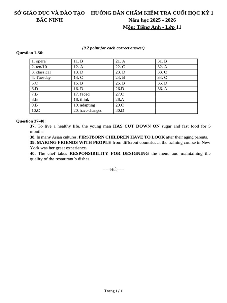 Hdc Đề Kt Anh Lớp 11 Cuối Hki 25-26 | PDF