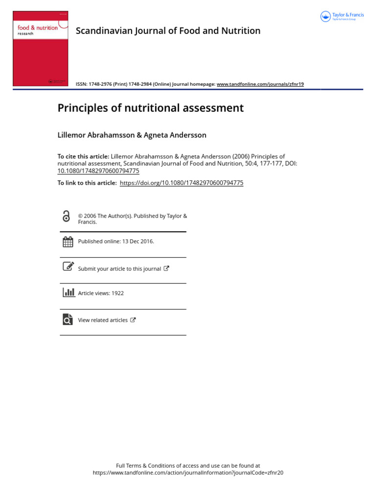 Nutritional Assessment Principles Review | PDF | Dietitian | Healthy Diet