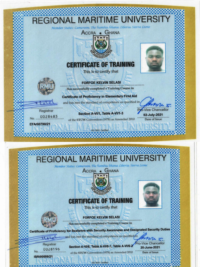 Kelvin Selasi Forfoe Training Certificate- d Cadet | PDF
