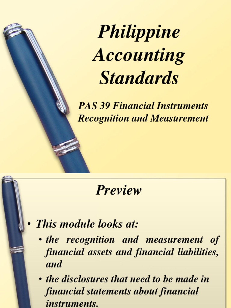 PAS 39 Financial Instruments Recognition and Measurements | PDF ...