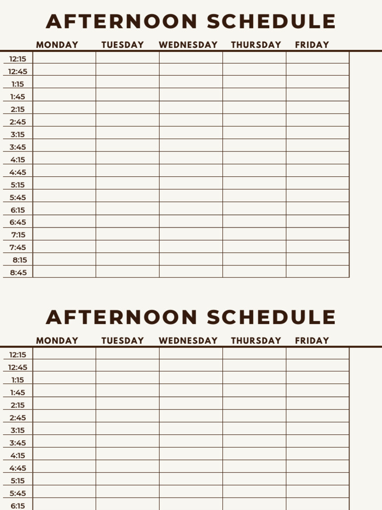 Weekly after school schedule | PDF