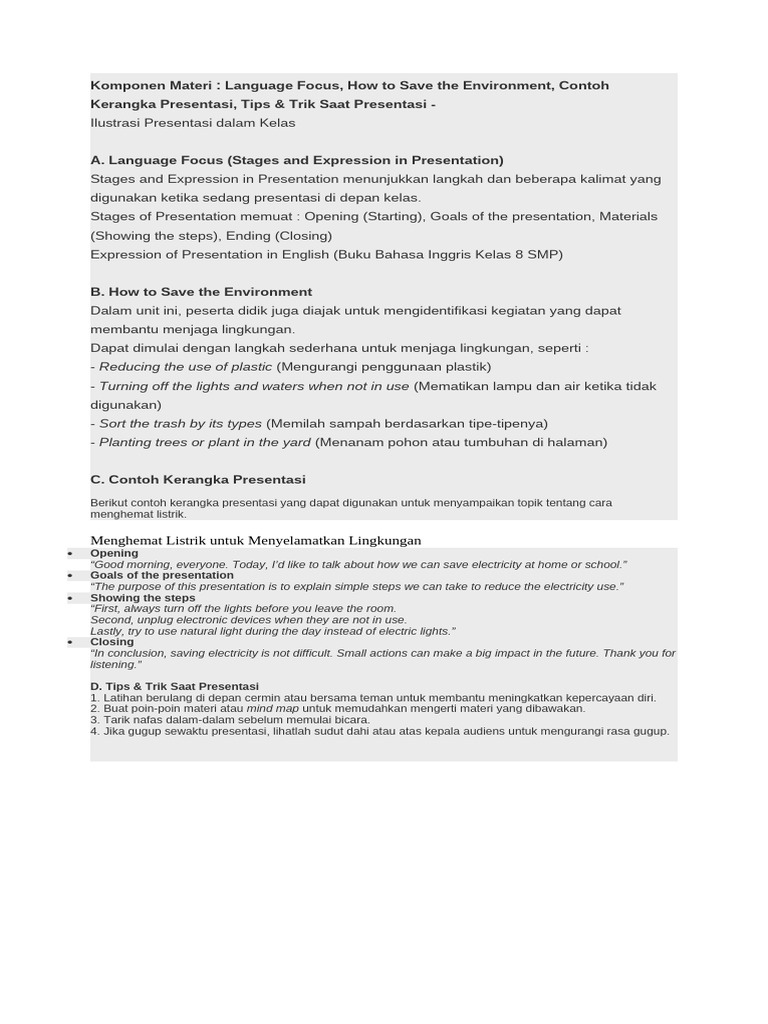 Bab 3 Unit 1 Englis Kls 8 | PDF