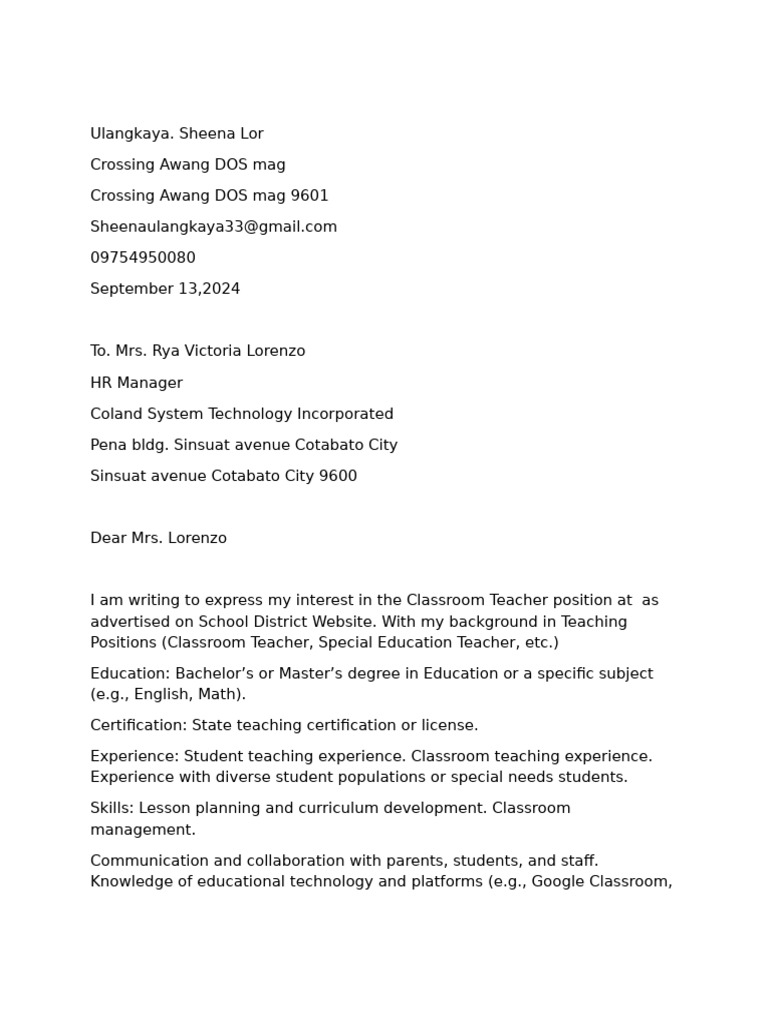 Application Letter | PDF
