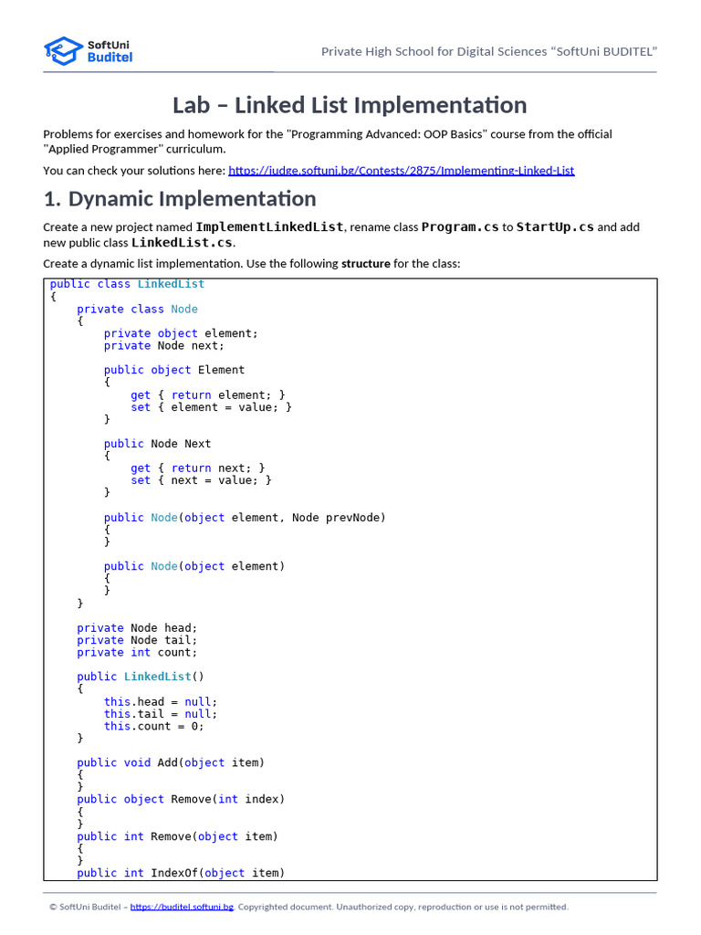 06.3.Implementing-Linked-List-Lab | PDF | Pointer (Computer Programming ...