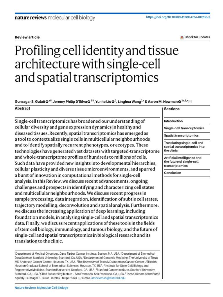 单细胞&空间转录组综述 - Nature Review Mole Cell Bio - Profiling Cell Identity and ...