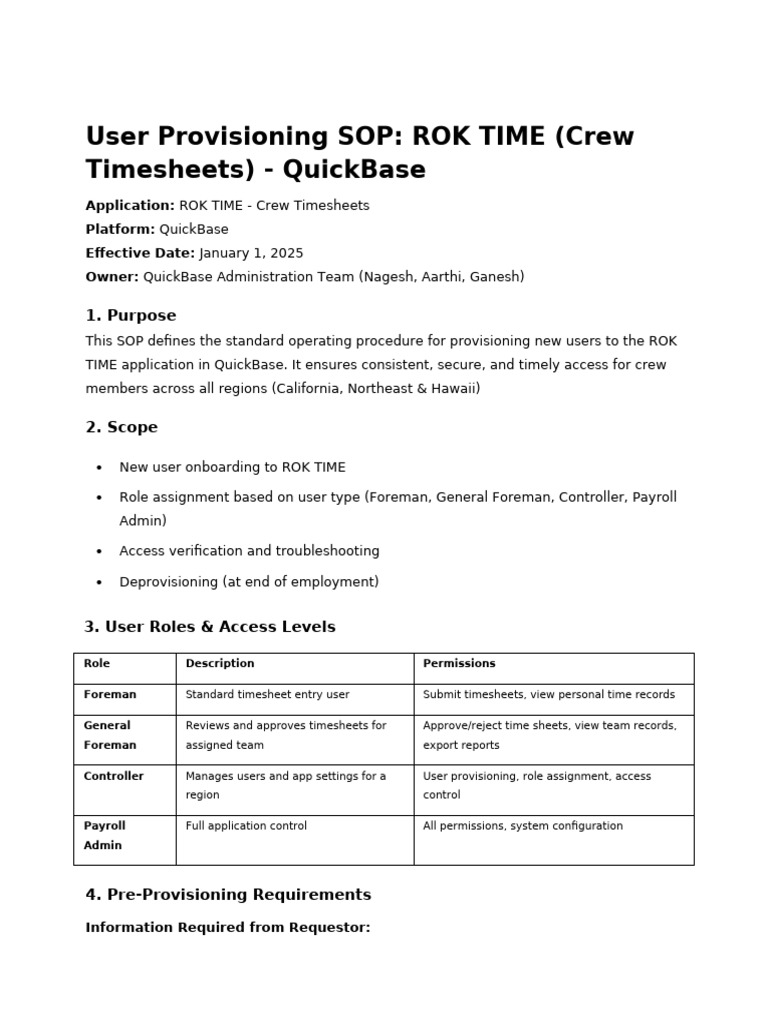 Update-User Provisioning SOP_ RockTime (Crew Timesheets) | PDF | User ...