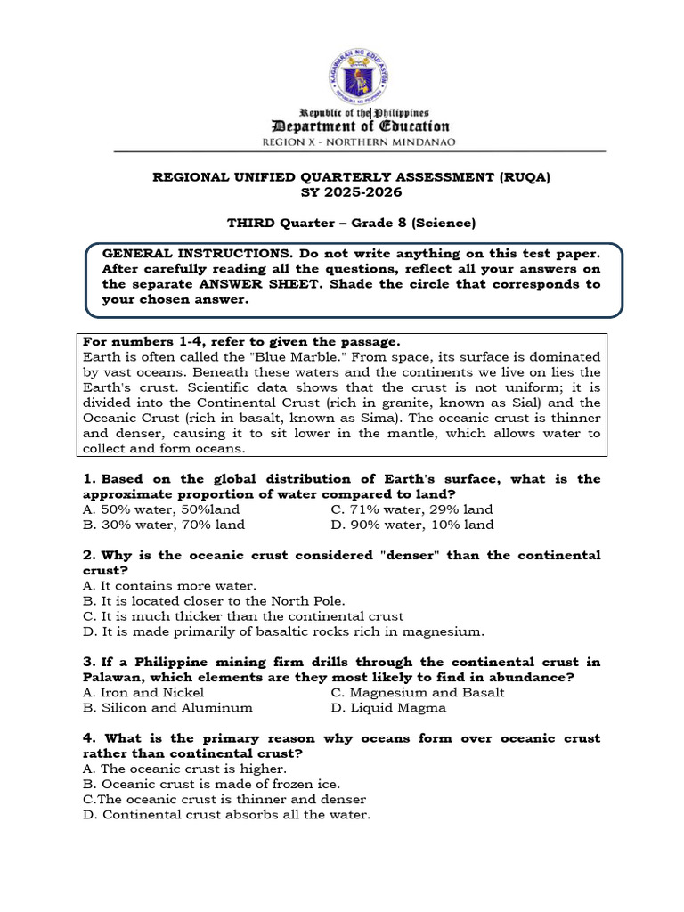 Science 8 Ruqa 3rd Quarter Questionnaire | PDF | Volcano | Atmosphere ...