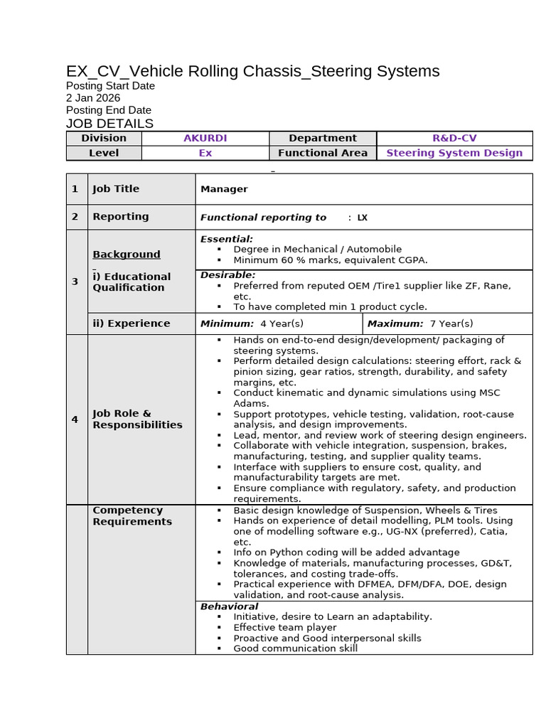 EX CV Vehicle Rolling Chassis Steering Systems | PDF | Steering ...