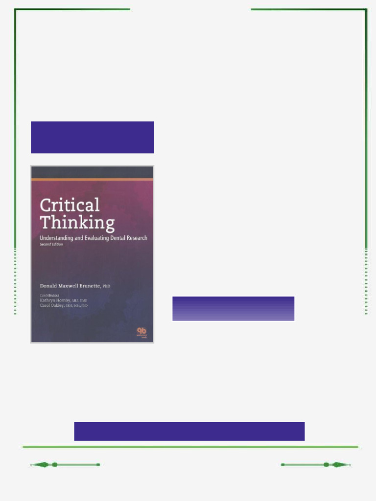Critical Thinking Understanding and Evaluating Dental Research 2nd Edition Donald Maxwell ...