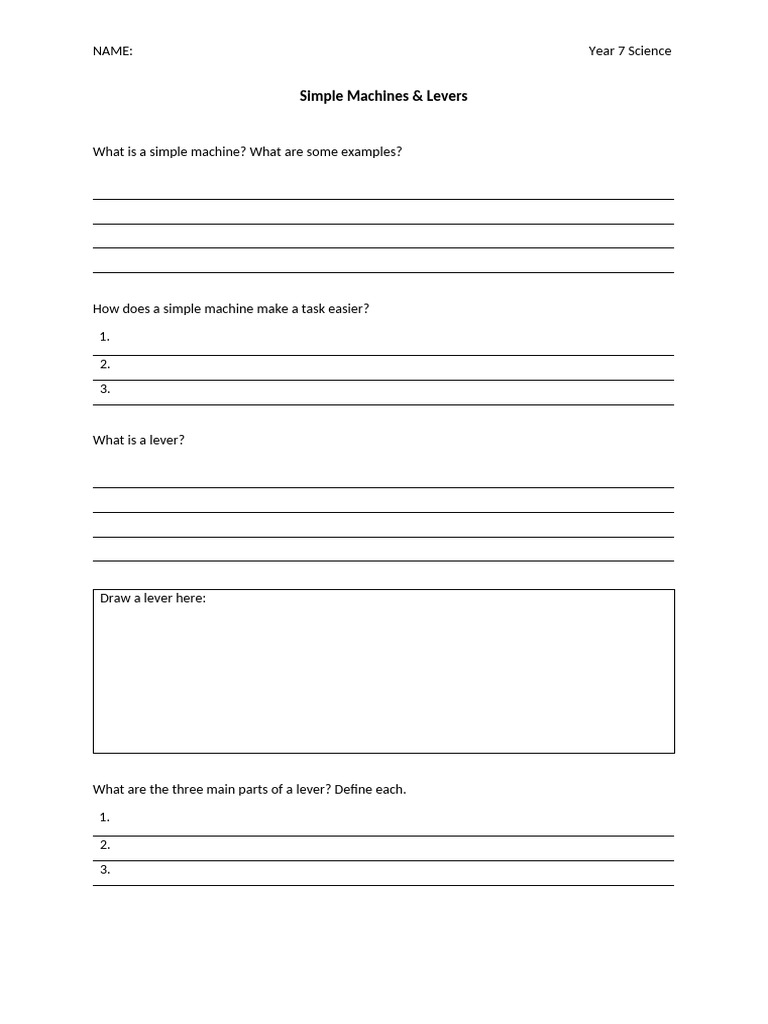 Year 7 Science: Simple Machines & Levers | PDF