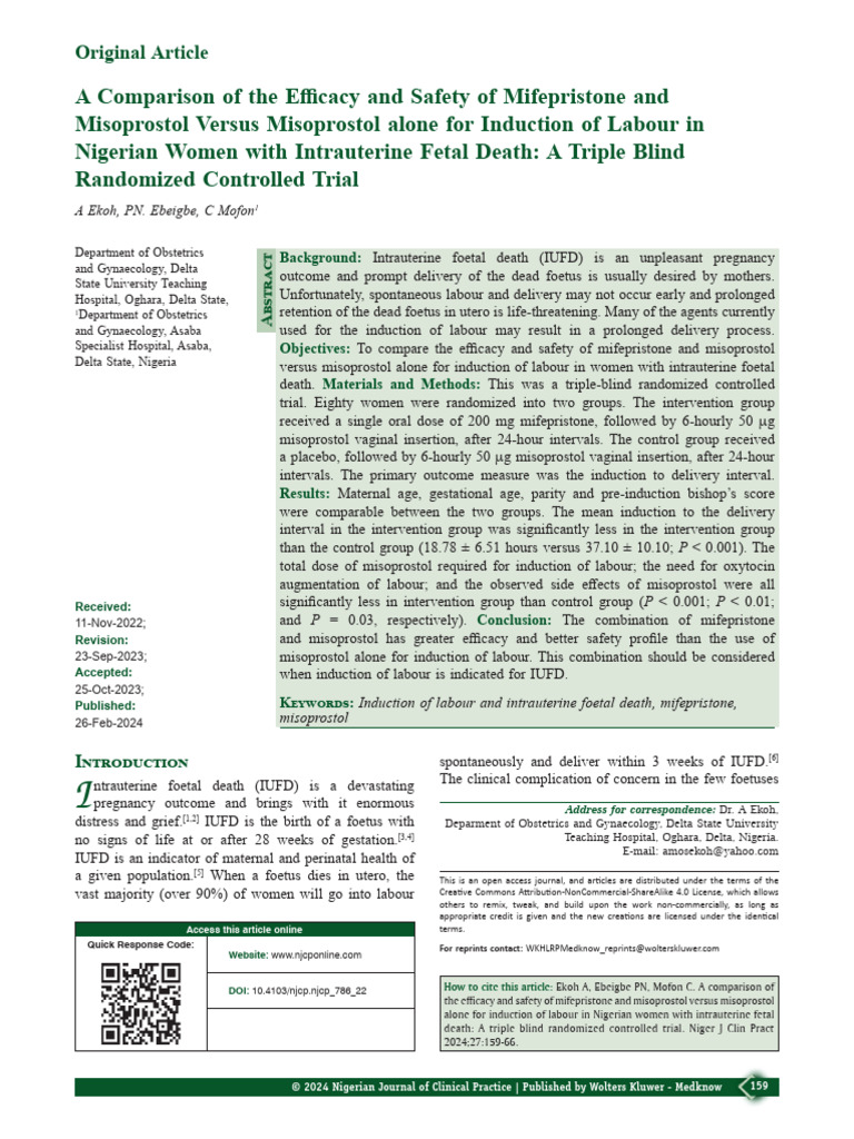 A Comparison of the Efficacy and Safety of.1 | PDF | Childbirth ...
