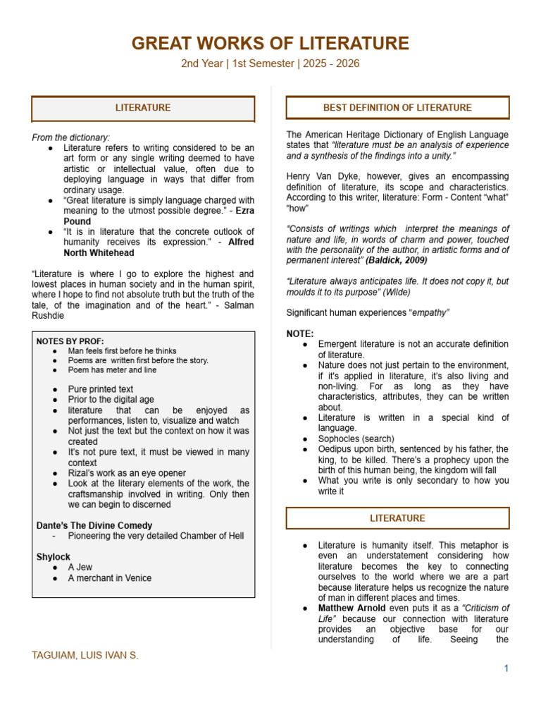 Great Works _ 2nd Year | PDF | Poetry | Narrative