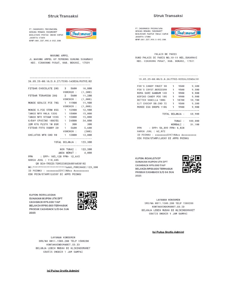 Bon Indomaret | PDF