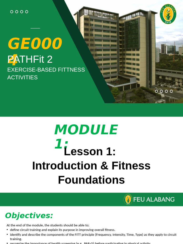 MODULE 1 - LESSON 1 - Intro to Circuit Training, FITT, & Guidelines to Exercises | PDF ...