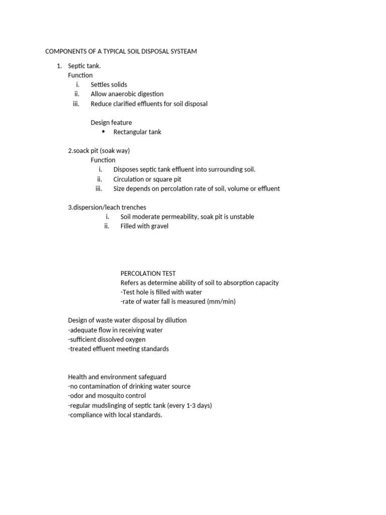 Soil Disposal System Components Explained | PDF
