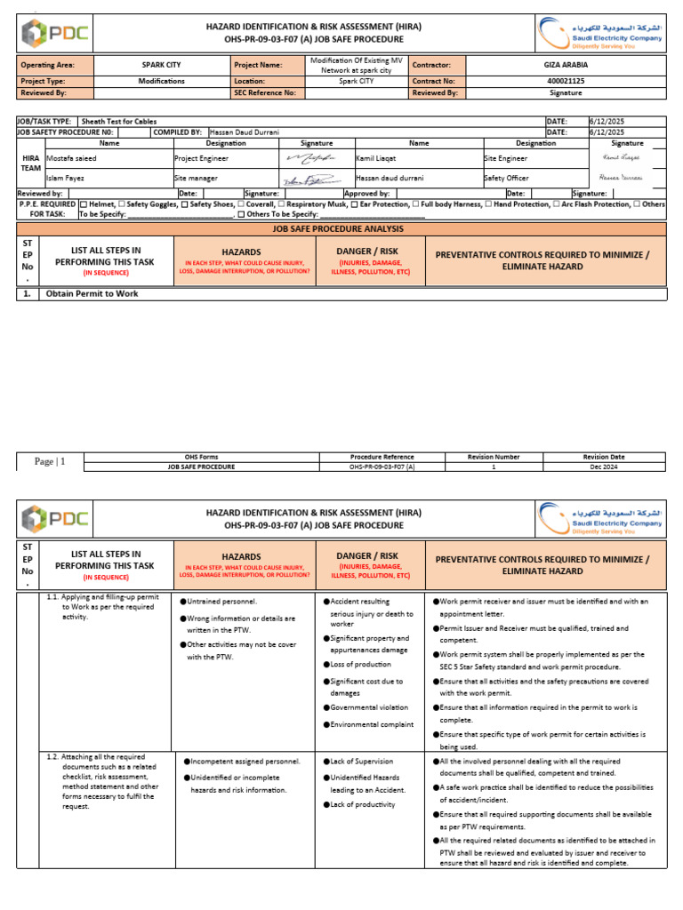 UG JSP No.12 Sheath Test for Cables | PDF | Occupational Safety And ...