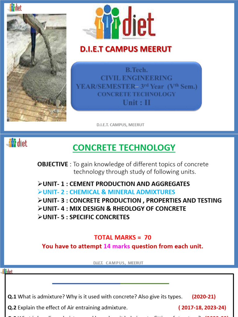 Concrete Technology: Admixtures Overview | PDF | Concrete | Cement