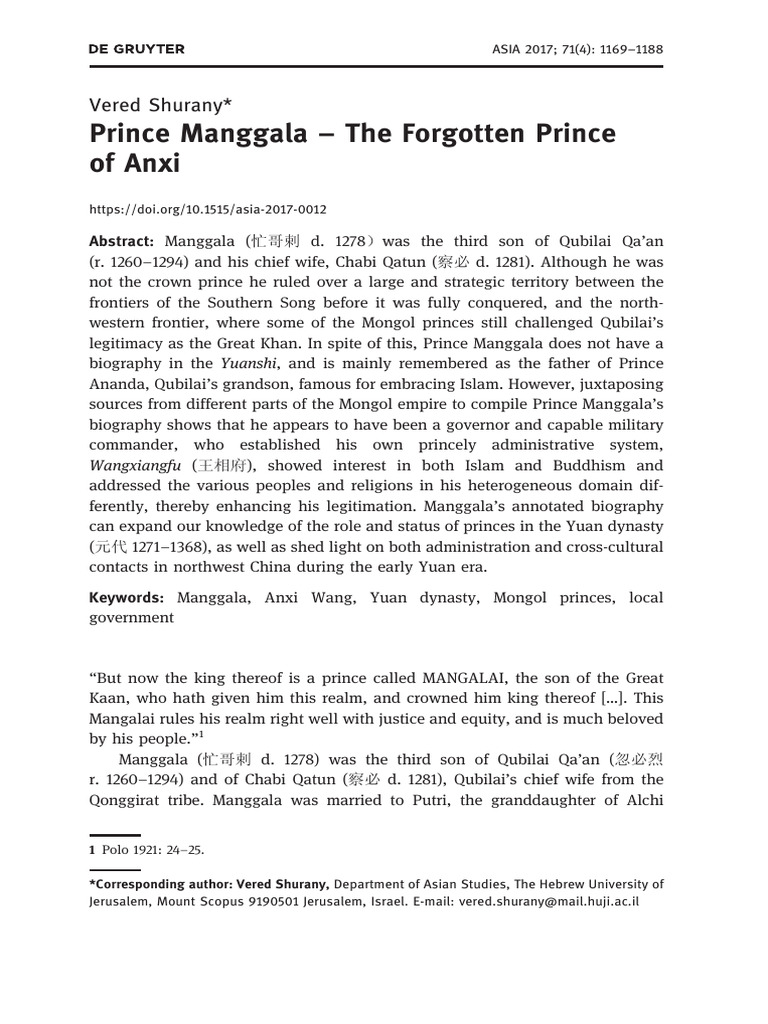 Prince Manggala the Forgotten Prince Of | PDF | Mongol Empire | Genghis ...