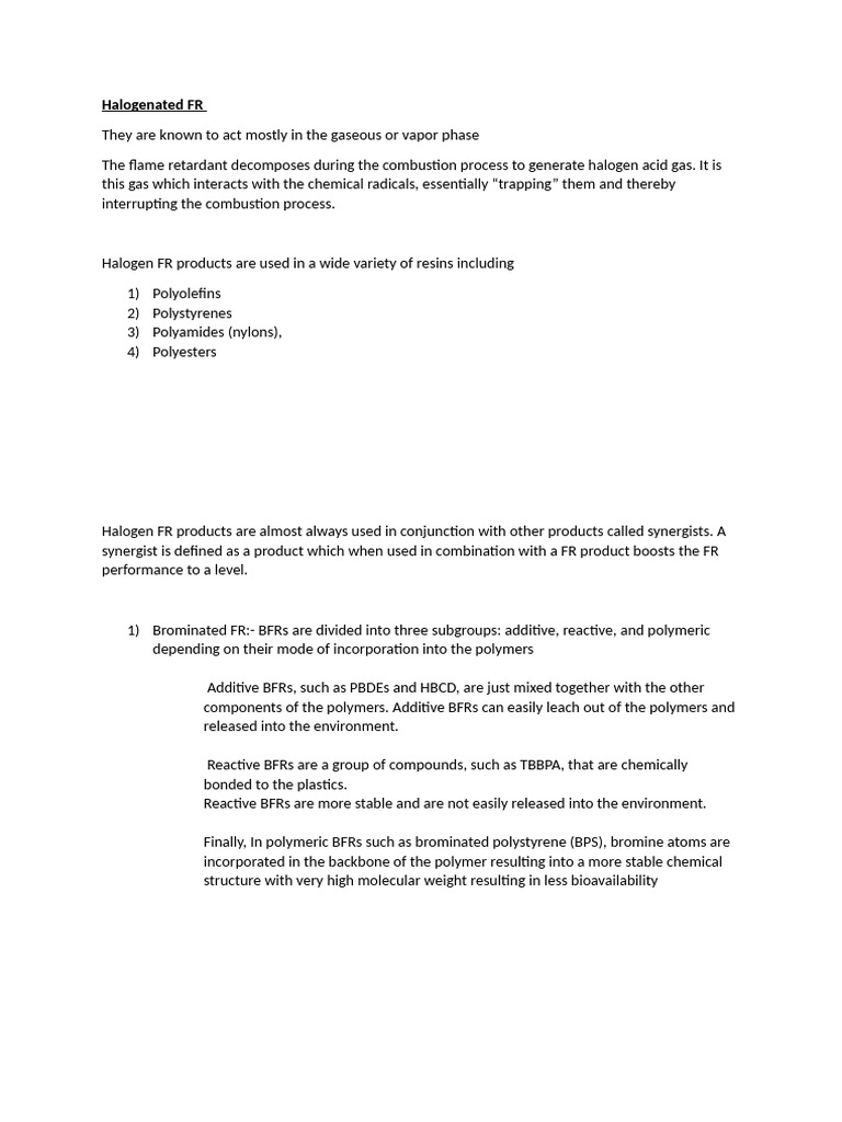 Halogenated FR | PDF | Polymers | Combustion