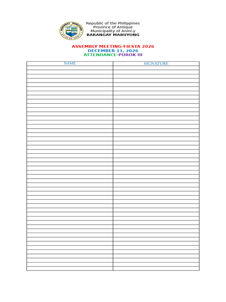 Assembly Attendance | PDF