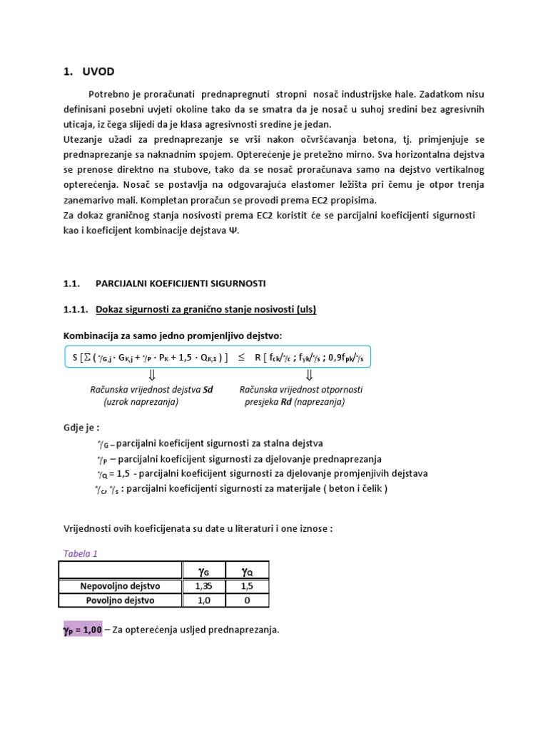 Proracun Prednapregnutog Krovnog Nosaca | PDF