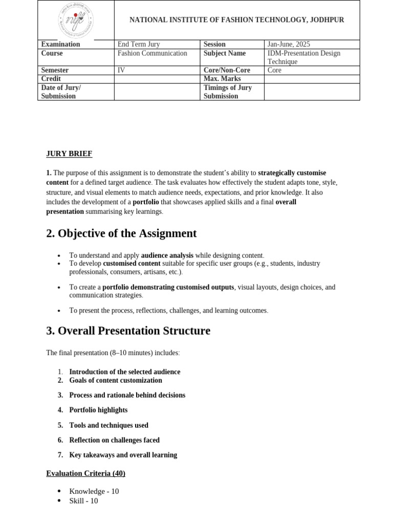IDM Presentation Design Technique-Jury Brief | PDF