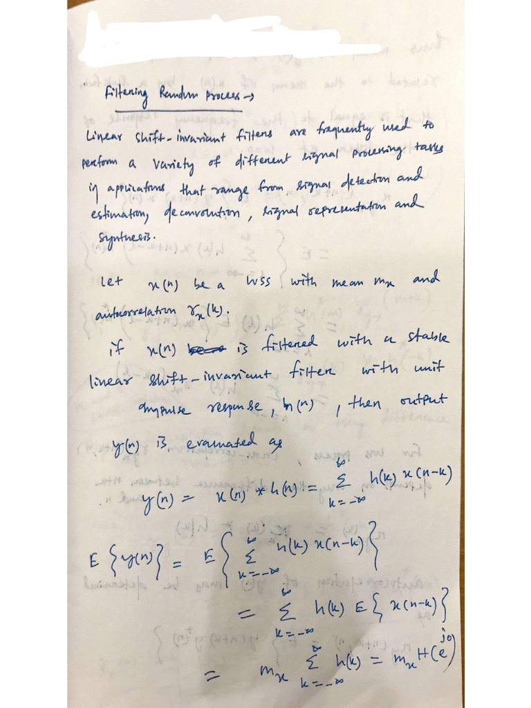 Lecture Filtering Random Process | PDF
