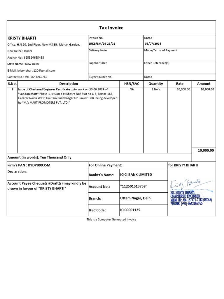 Invoice 30.06.2024 London Mart | PDF