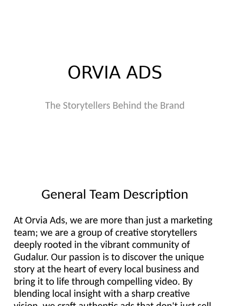 Orvia Ads: Storytelling in Marketing | PDF