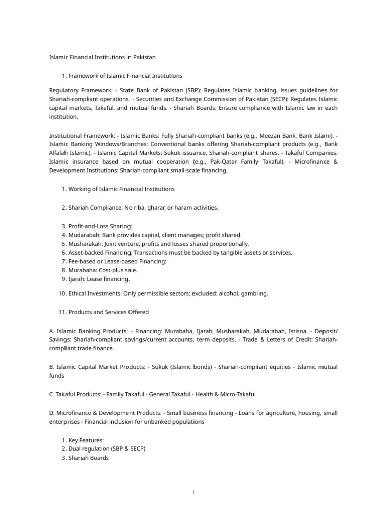 Islamic Finance Framework in Pakistan | PDF | Islamic Banking And ...