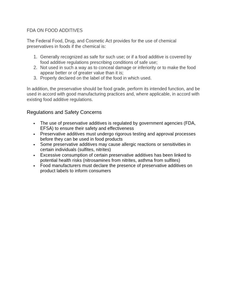 FDA on Food Additives | PDF
