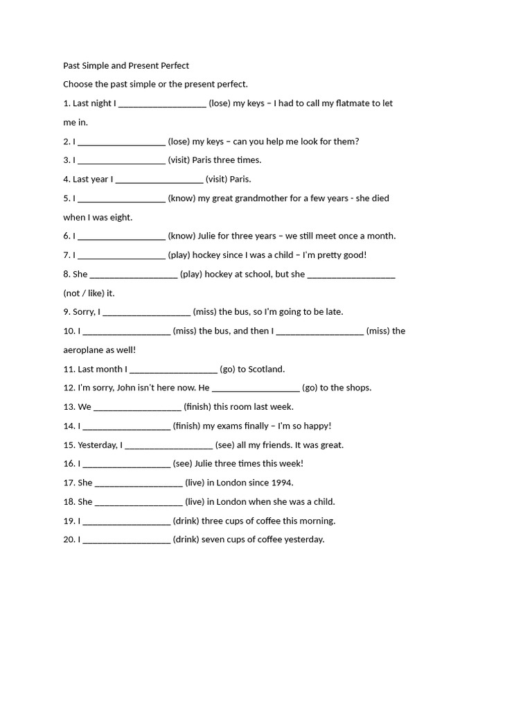 Past Simple and Present Perfect Quiz | PDF