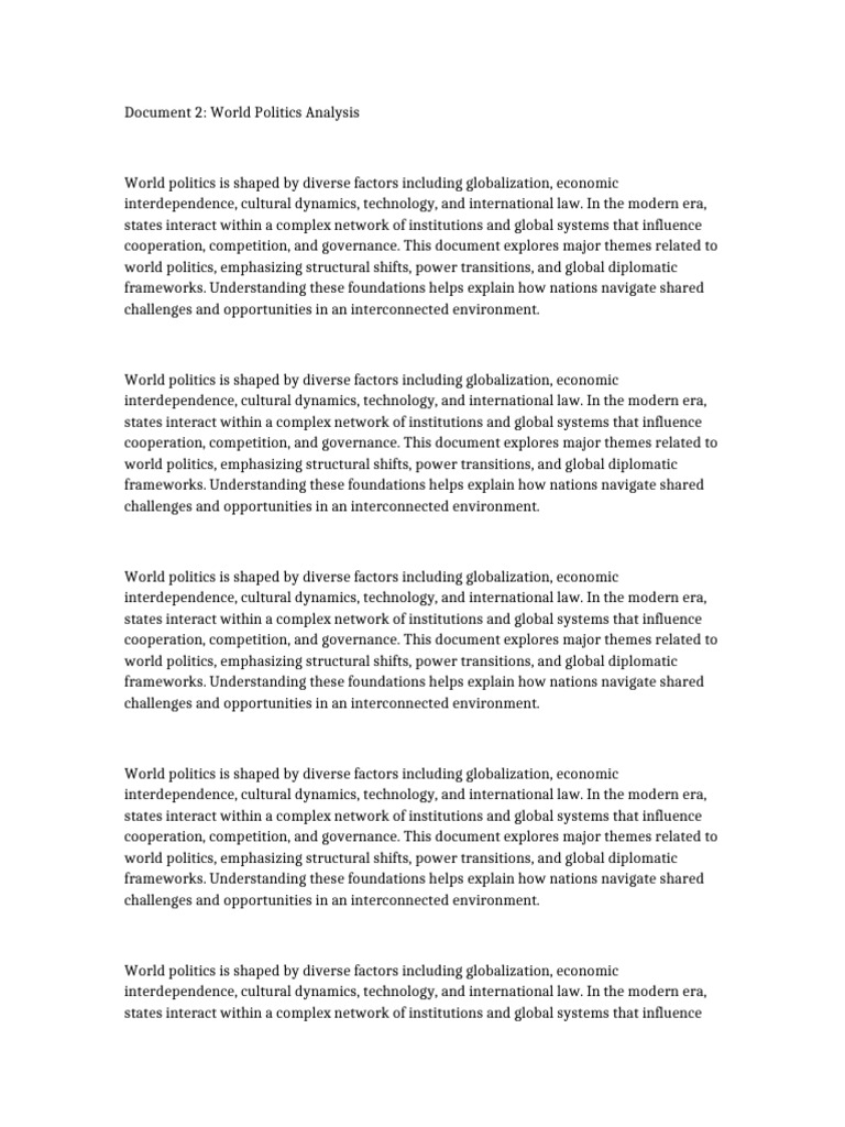 World_Politics_Document_2 | PDF | Governance | Globalization