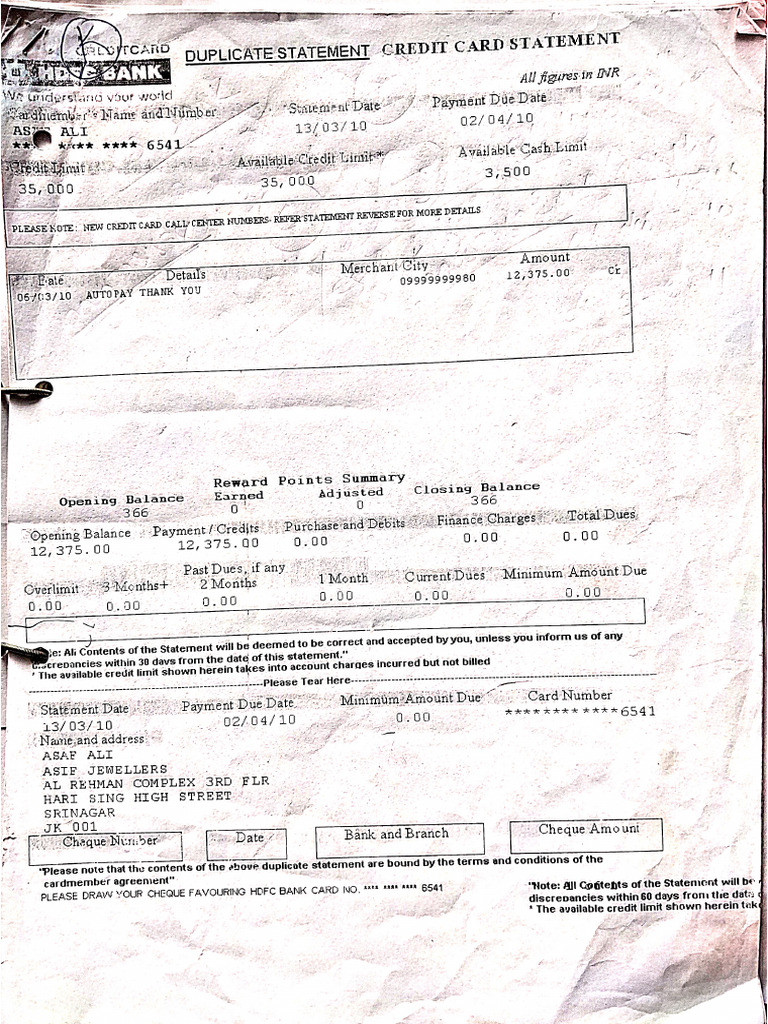Credit Card Statement | PDF