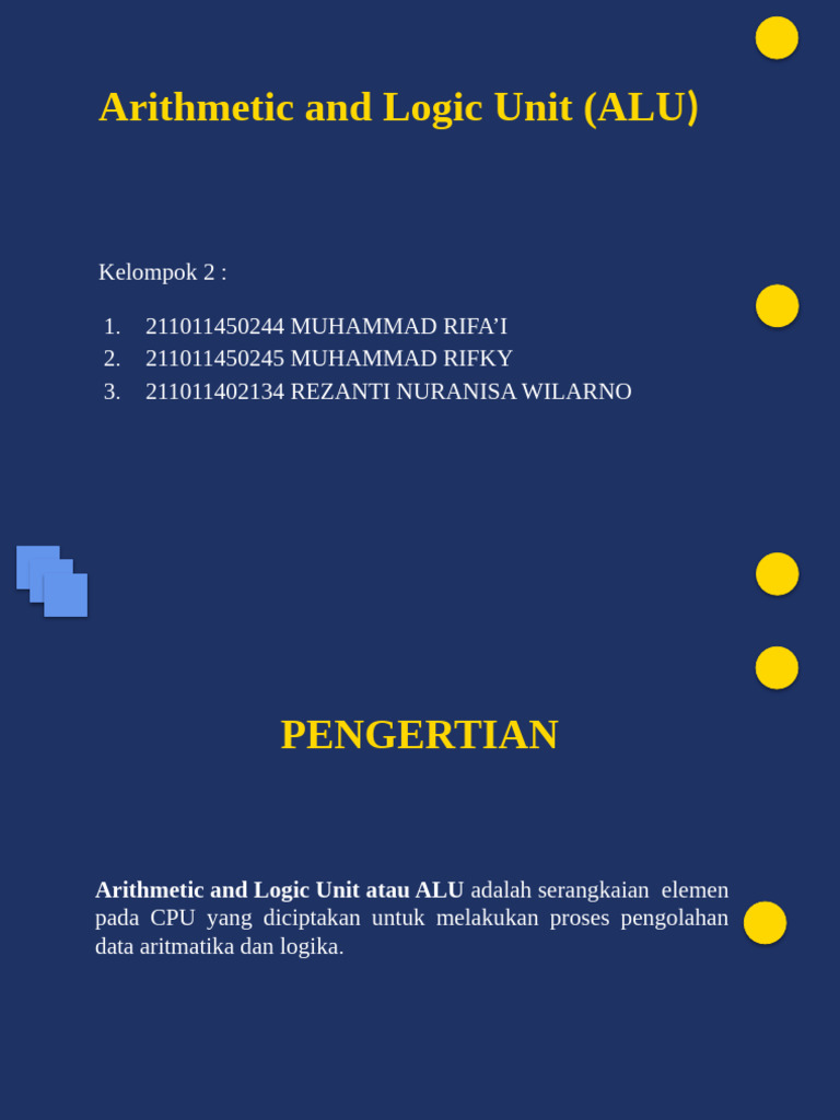 ALU (Arithmetic Logic Unit): Inti Pemrosesan Aritmatika dan Logika CPU | PDF