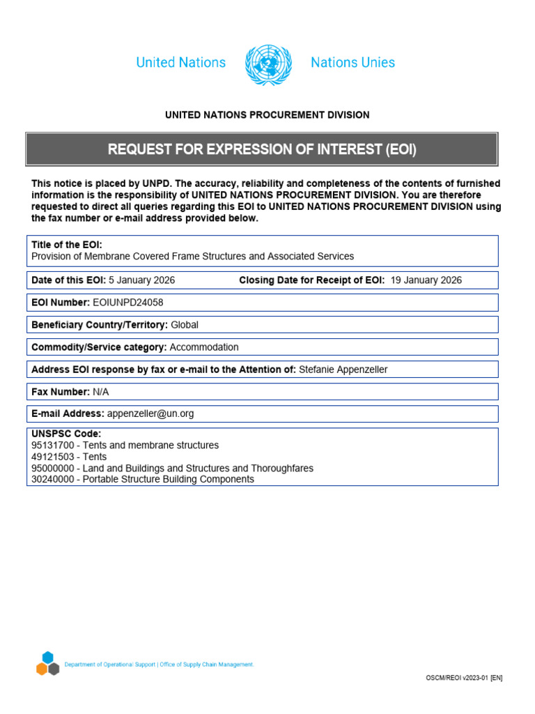 UN EOI for Membrane Structures Services | PDF