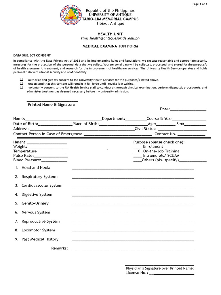 Medical Examination Consent Form | PDF | Physical Examination | Health Care
