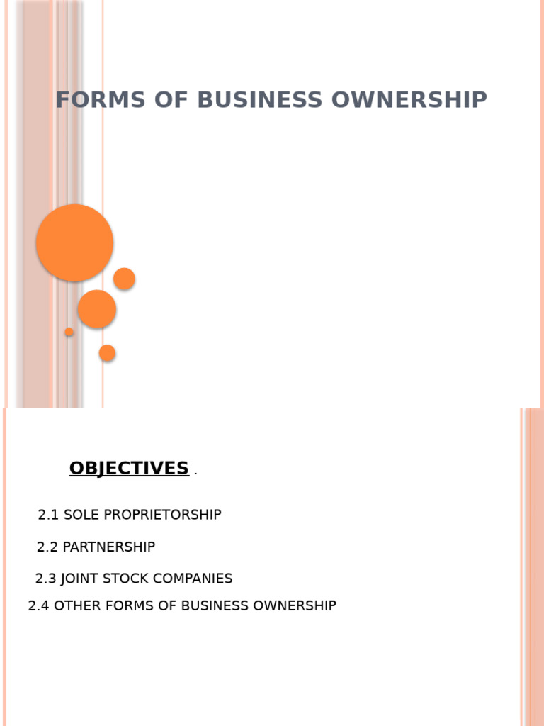 Chapter 2 FORMS OF BUSINESS OWNERSHIP | PDF | Partnership | Sole ...
