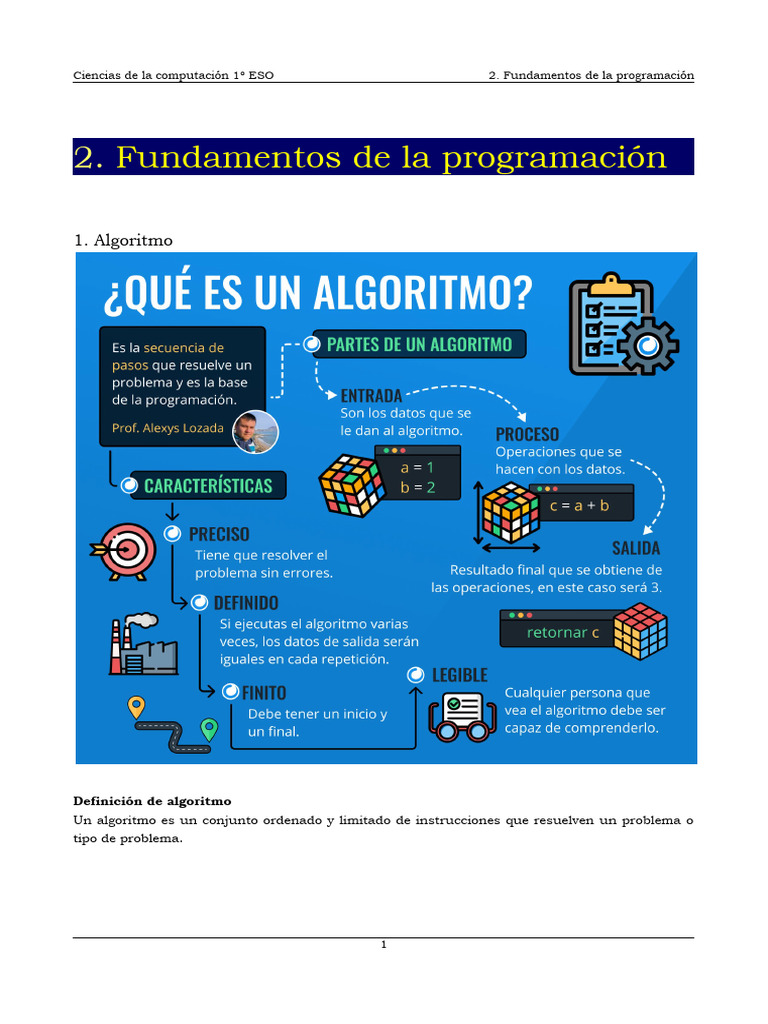 Fundamentos de Programación para 1º ESO | PDF | Tipo de datos | Algoritmos