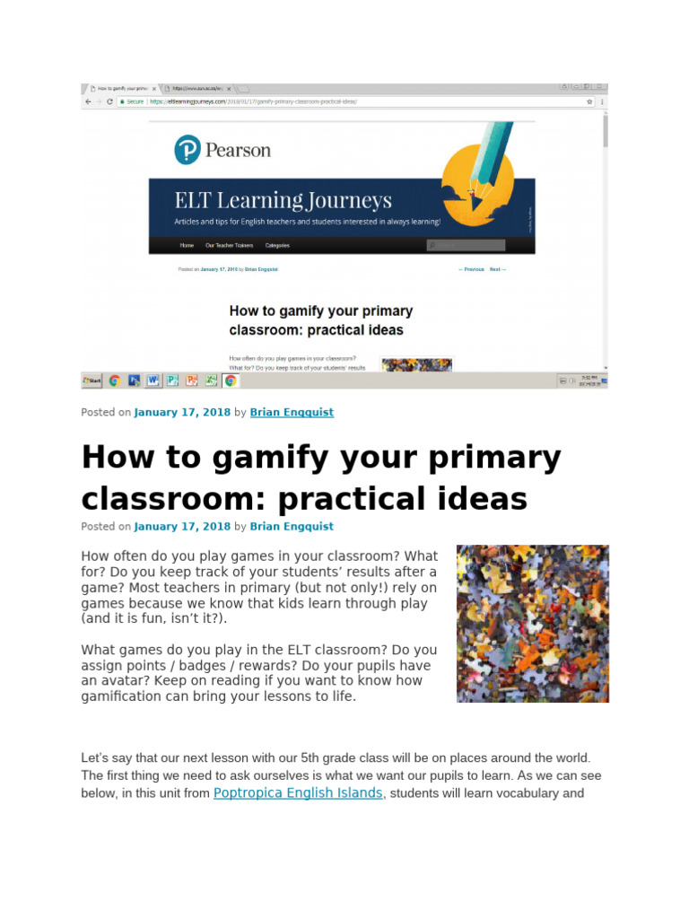 Gamify Your Primary Classroom Ideas | PDF | English As A Second Or ...