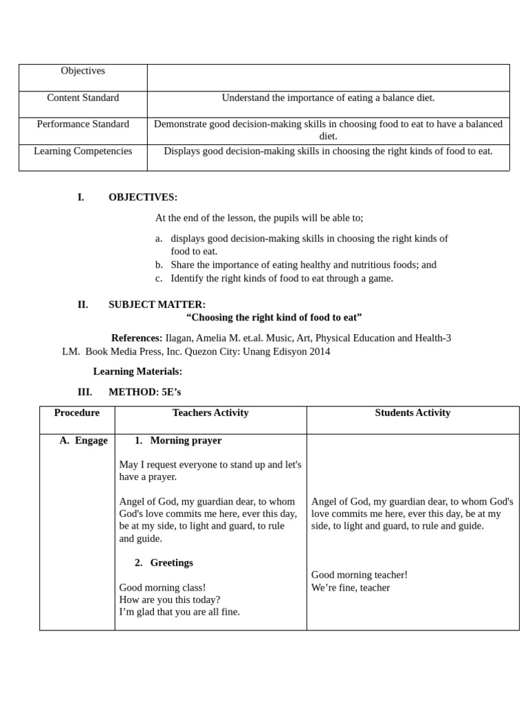 Lesson Plan Health | PDF | Foods | Teachers