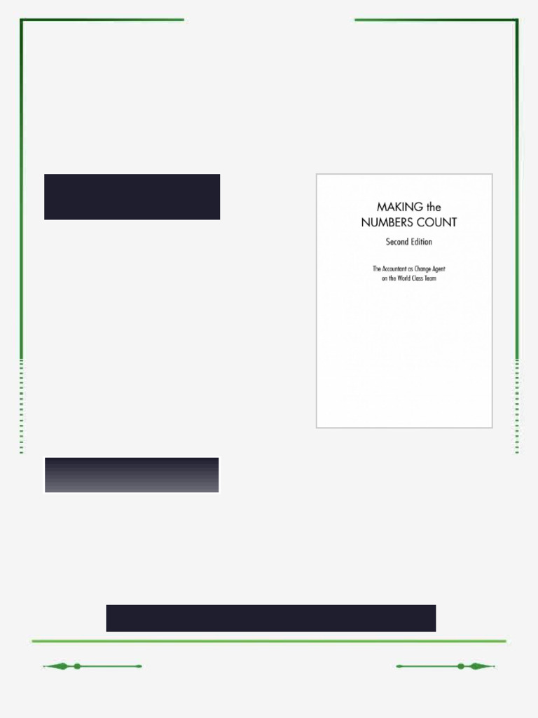 Making the Numbers Count The Accountant as Change Agent on the World Class Team 2nd Edition ...